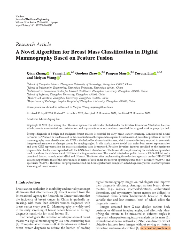 A_Novel_Algorithm_for_Breast_Mass_Classification_i | PDF | Mammography | Deep Learning