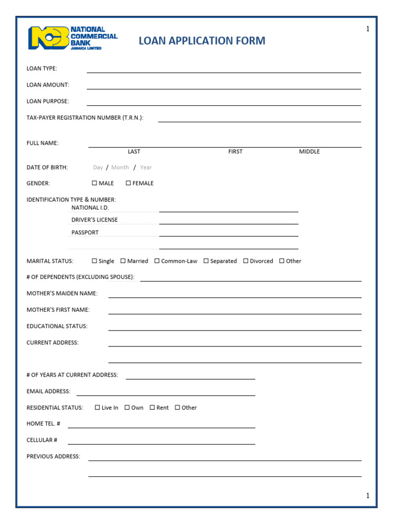 Loan Application Form | PDF | Loans | Mortgages