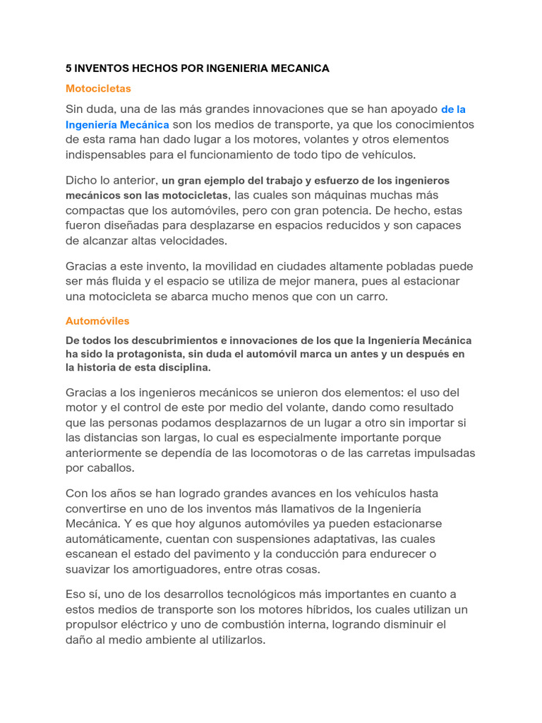 Inventos Clave de Ingeniería Mecánica | PDF | Ingeniería | Turbina