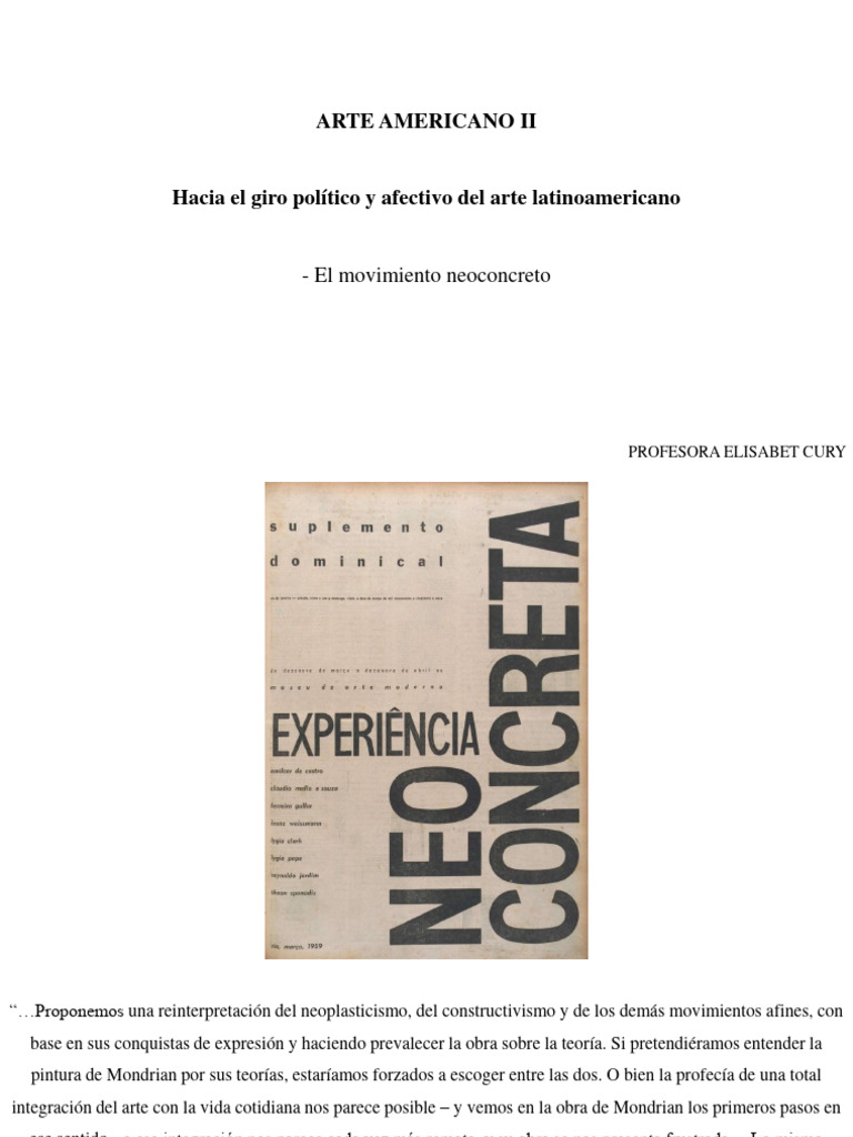 Arte Neoconcreto: Expresión y Experiencia | PDF | Arte