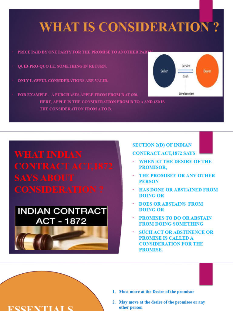 Consideration and Its Essentials | PDF | Consideration | Contract Law