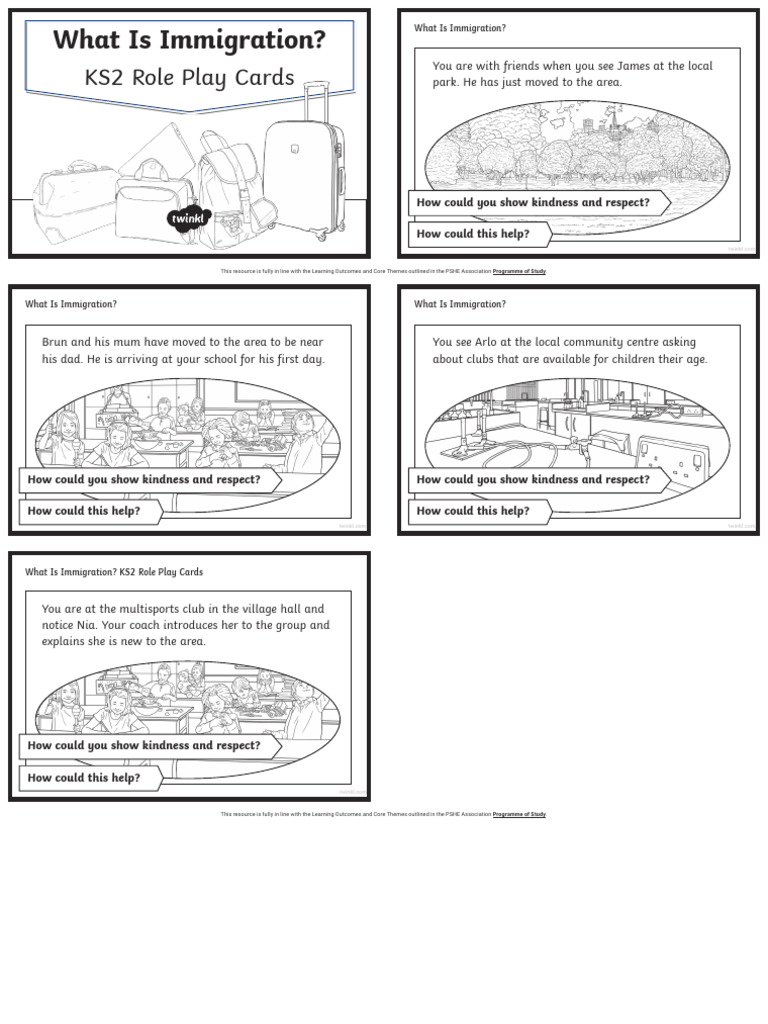 What Is Immigration KS2 Role Play Cards - Black and White | PDF