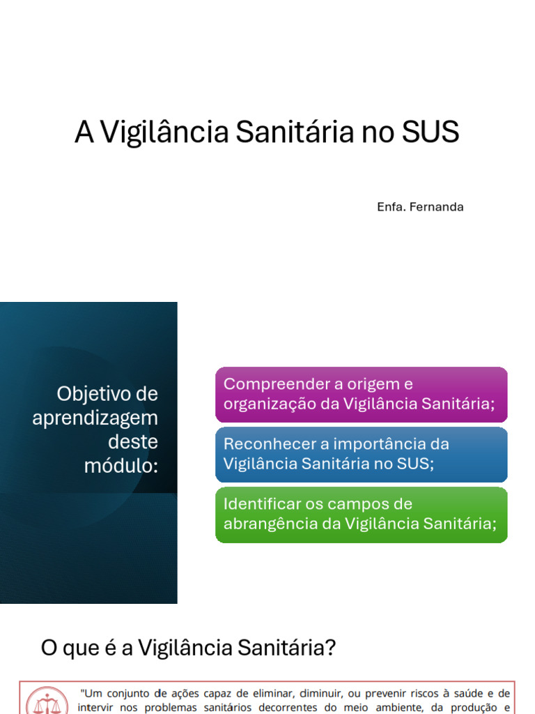Vigilância Sanitária no SUS: História e Ações | PDF | Saúde pública ...