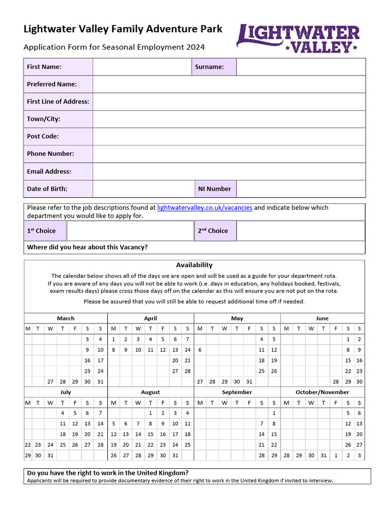 2023 Seasonal Application Form Autumn | PDF | Justice | Crime & Violence