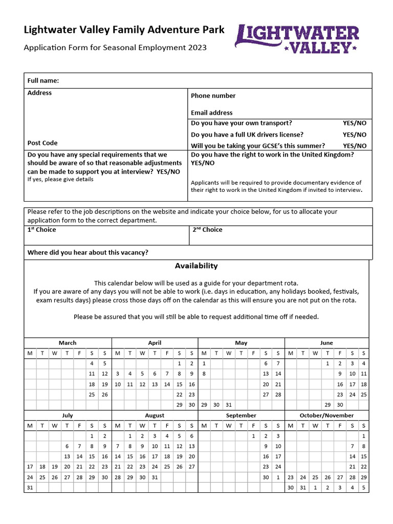 2023 Seasonal Application Form 2 | Download Free PDF | Justice | Crime ...
