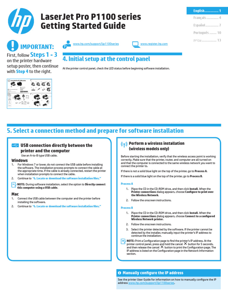 HP LaserJet Pro P1102 GETTING STARTED GUIDE | PDF | Installation ...