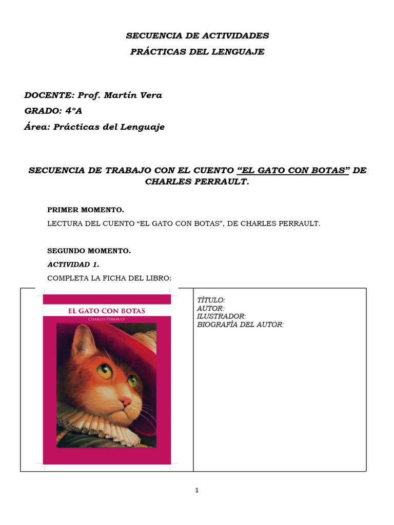 Secuencia Modelo El gato con botas | PDF Secuencia Modelo El gato con botas | PDF