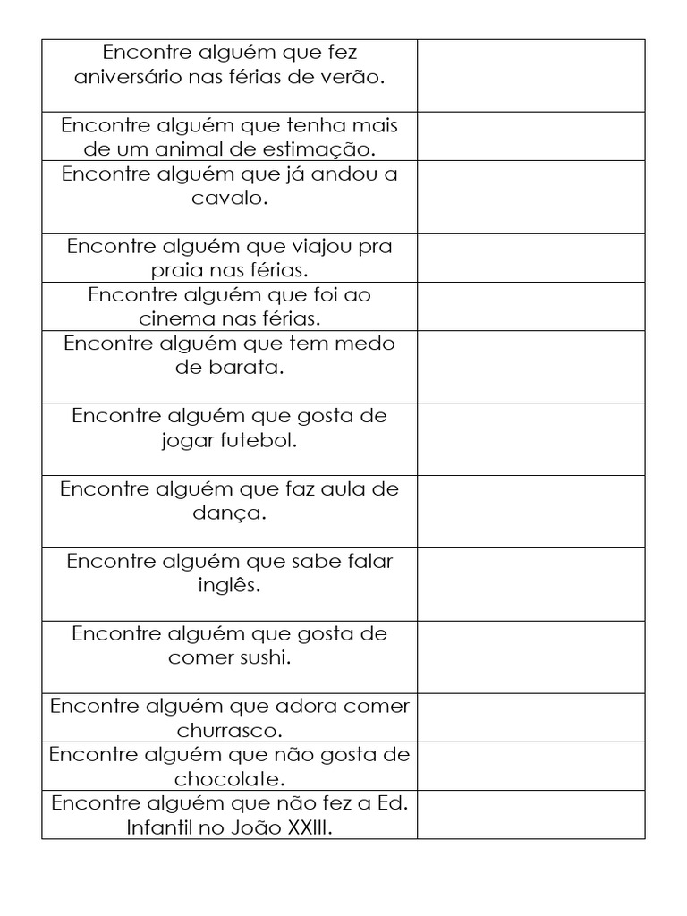 Dinâmicas para Encontrar Alguém | PDF