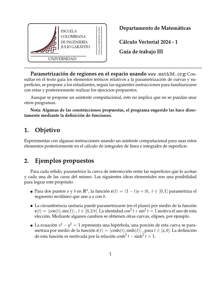 Guia3 CALV 2024a | PDF | Curva | Integral
