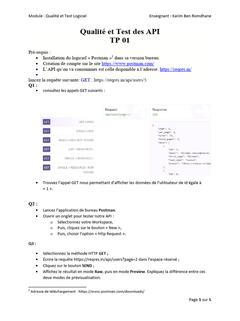 Tester les API avec Postman | PDF | Logiciel | Informatique