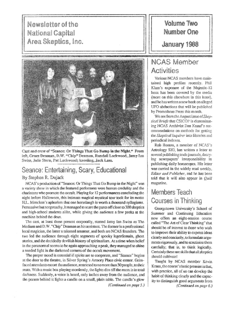 Skeptical Eye - Vol 02 No 1 - 1988-1 | PDF | Hypnosis | Past Life ...