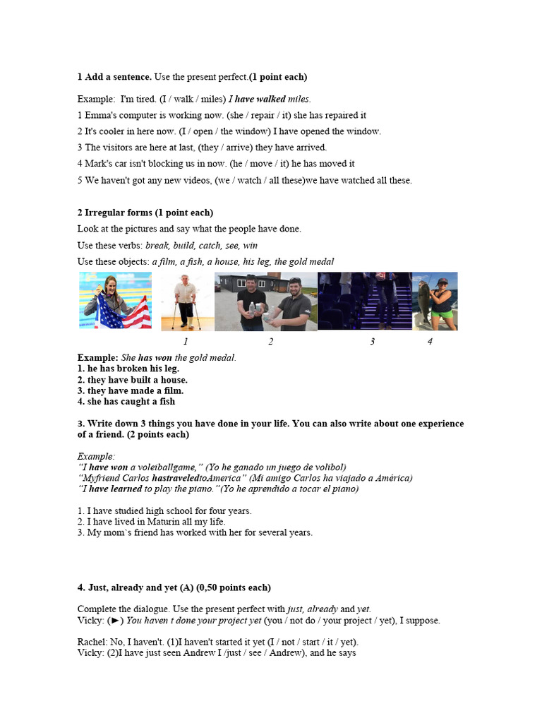 The Present Perfect Tense Handout 4th Year | Download Free PDF ...