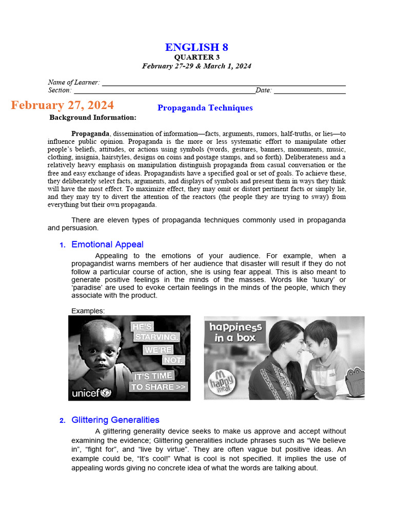 Propaganda Techniques Guide | PDF | Propaganda | Psychology