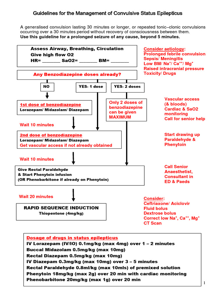 Status Epilepticus Guideline | PDF | Midazolam | Benzodiazepine