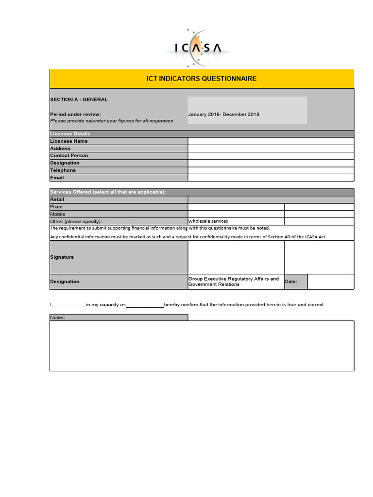 2018 ICT Indicators Questionnaire | PDF | Internet Access | Mobile ...