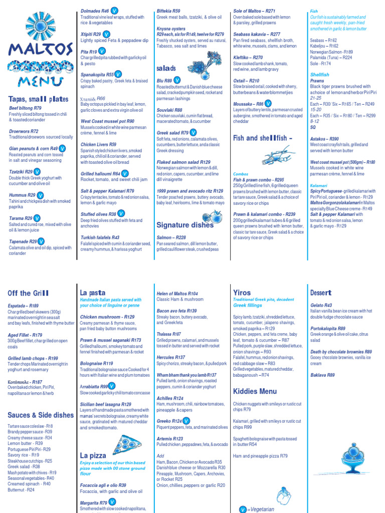 Maltos Restaurant Menu 2021 | PDF | Grilling | Sauce