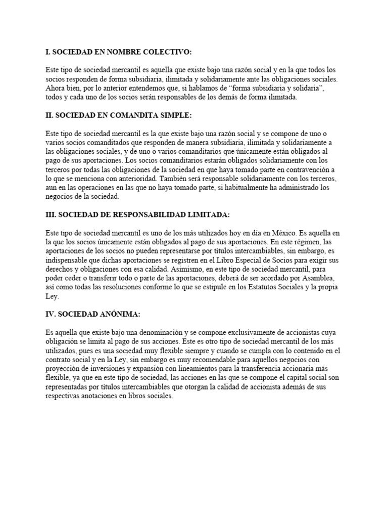 Sociedades Mercantiles | PDF | Sociedad | Business