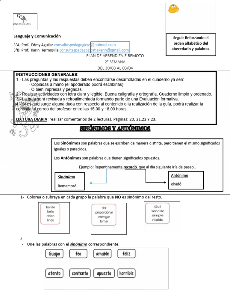 Aprendizaje-Remoto - Lenguaje | PDF | Sustantivo | Lingüística