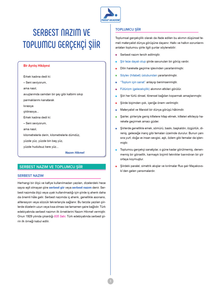 Serbest Nazim Ve Toplumcu Şi̇i̇r Paraf | PDF