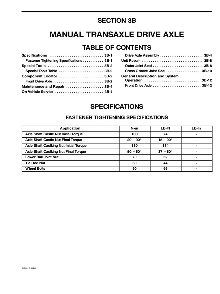 3B. Manual Transaxle Drive Axle | PDF