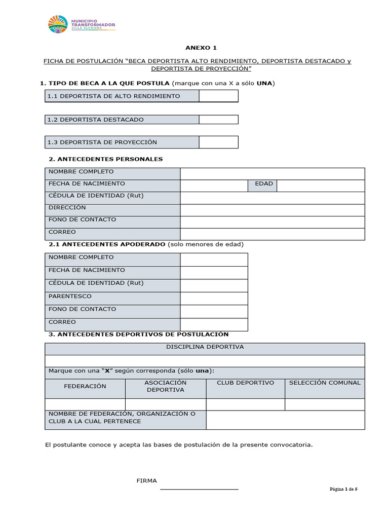 Anexos Beca Talento Deportivo | PDF
