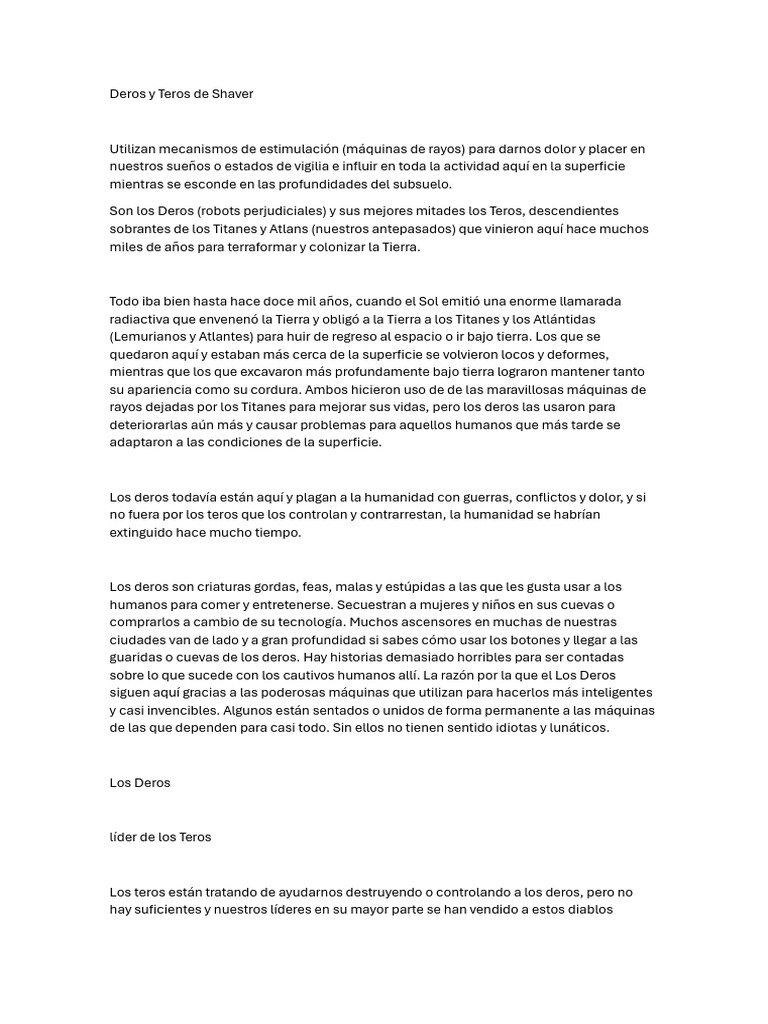 Deros y Teros de Shaver | PDF | Tierra