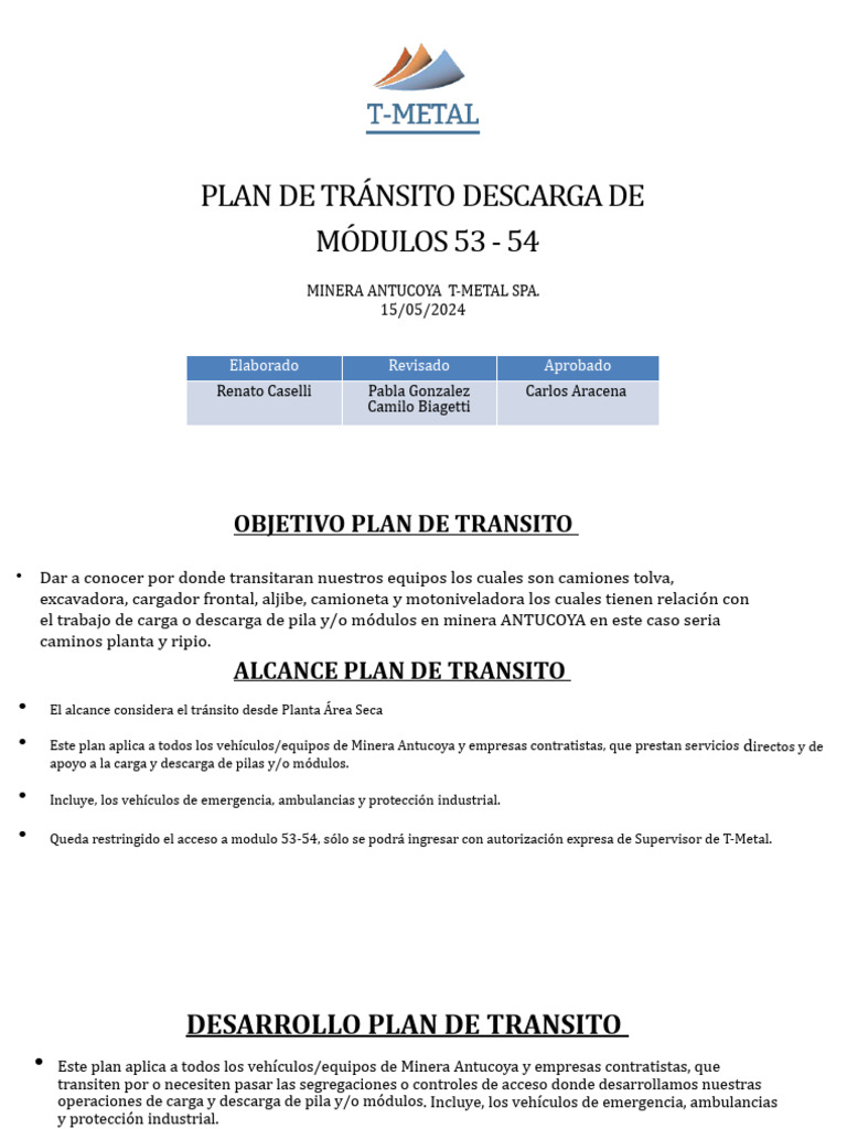 Plan de Tránsito Descarga Modulos 53 y 54 (15-05-24) | PDF
