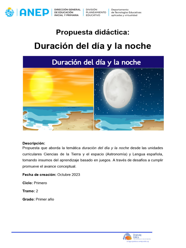 Propuesta Didáctica: Día y Noche | PDF | Comunicación | Escritura