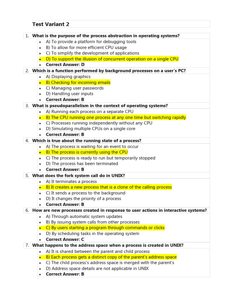 Variant 2 | PDF | Process (Computing) | Operating System