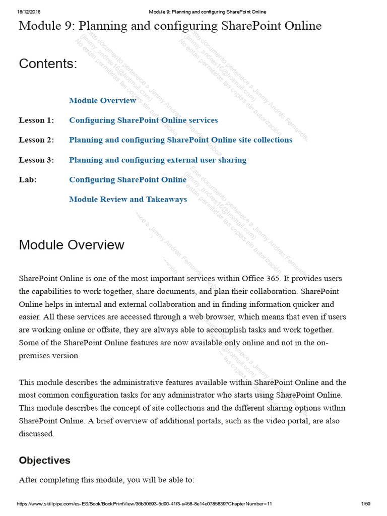 SharePoint Online Configuration Guide | PDF | Share Point | Mobile App