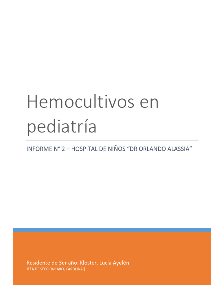 Proceso de Hemocultivos en Pediatría | PDF | Staphylococcus Aureus ...
