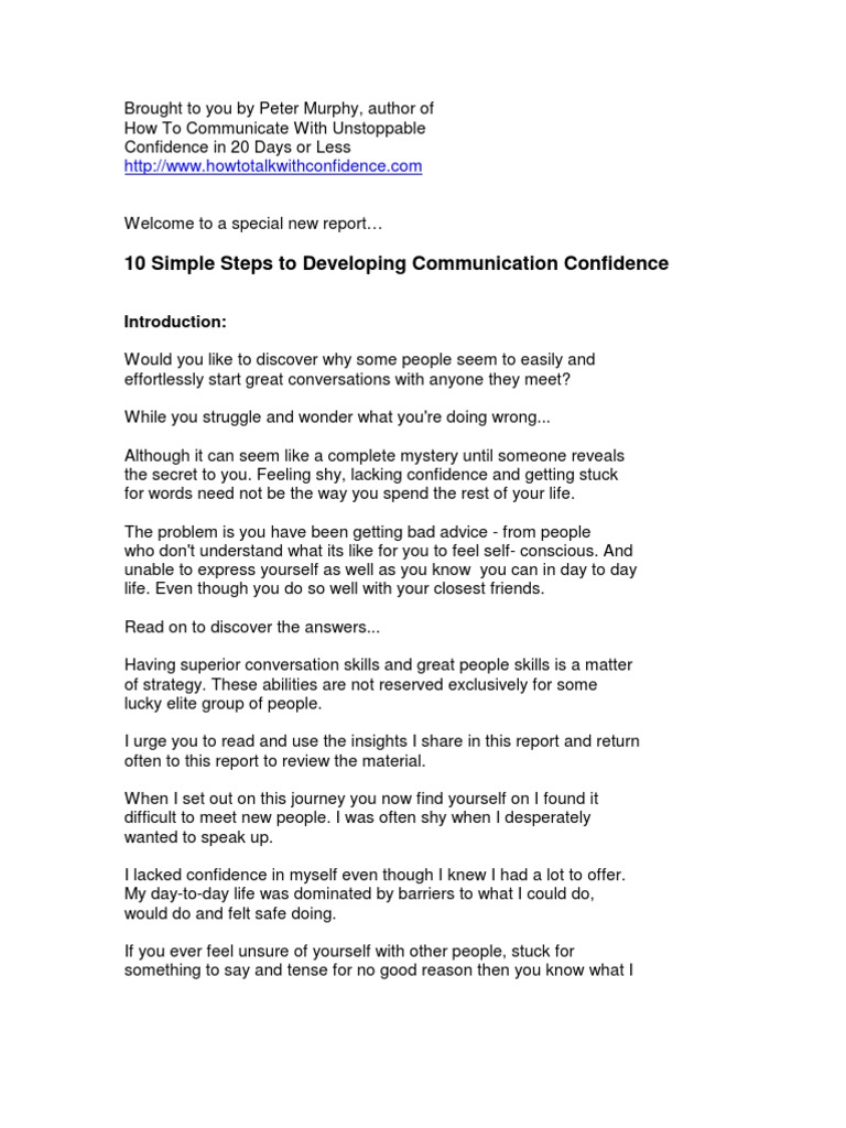 10 Steps to Communicate with Confidence | PDF | Self Esteem ...