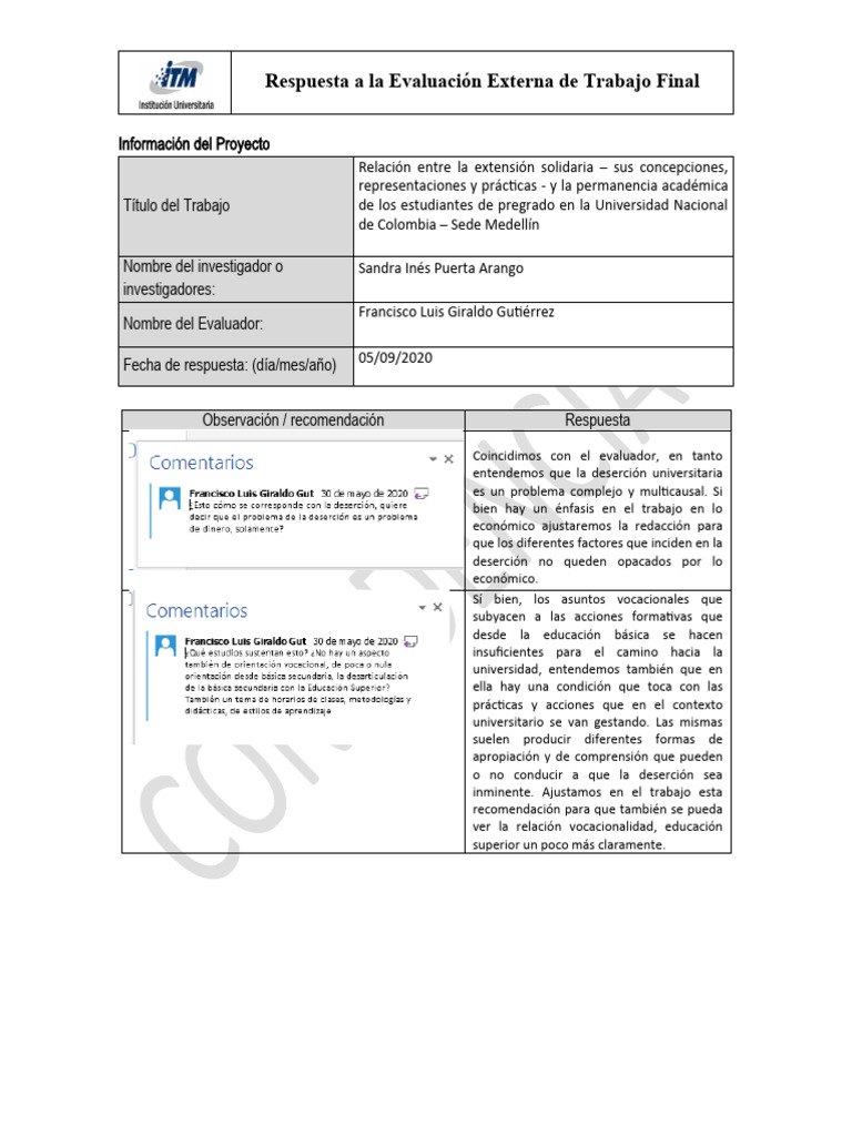 Extensión Solidaria y Permanencia Estudiantil | PDF | Evaluación ...