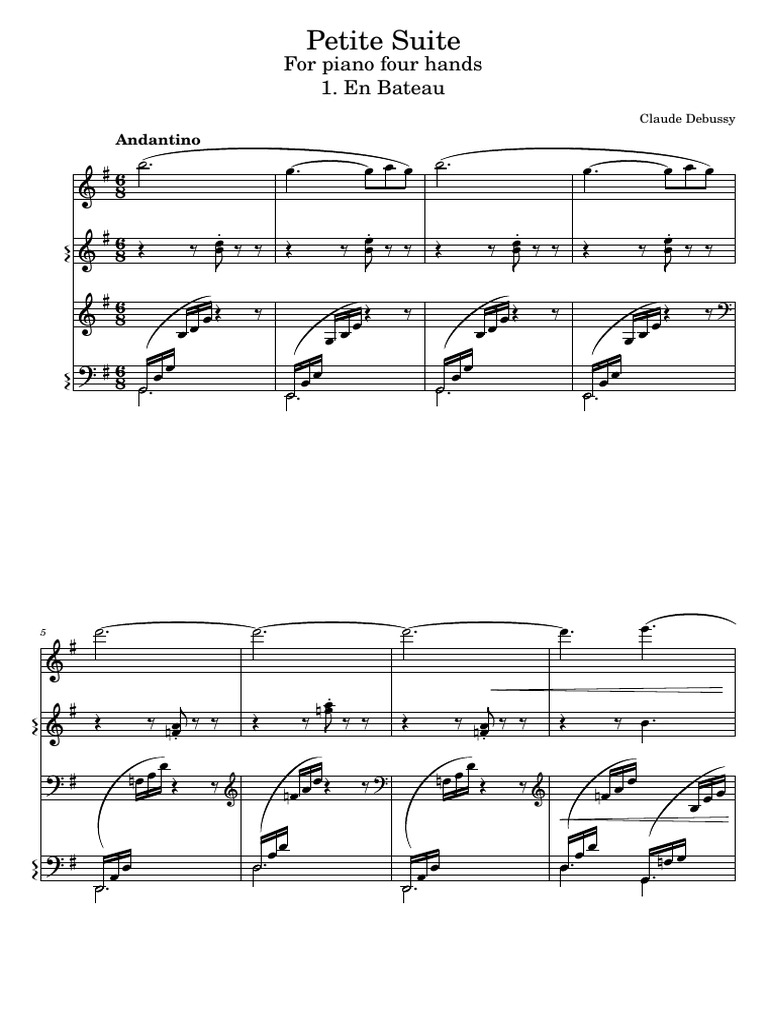 Petite Suite For Piano Four Hands Claude Debussy | PDF