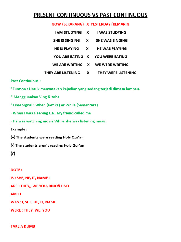 Present Continuous VS Past Continuous | PDF