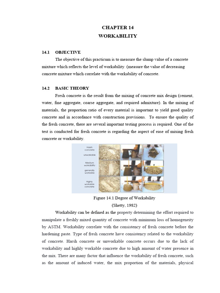 CHAPTER 14 - Workability | PDF | Concrete | Building Engineering