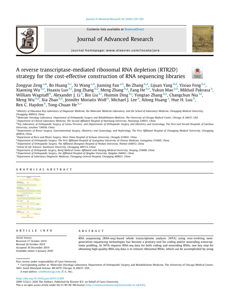 A Reverse Transcriptase Mediated Ribosomal RNA Depletion R 2020 Journal ...
