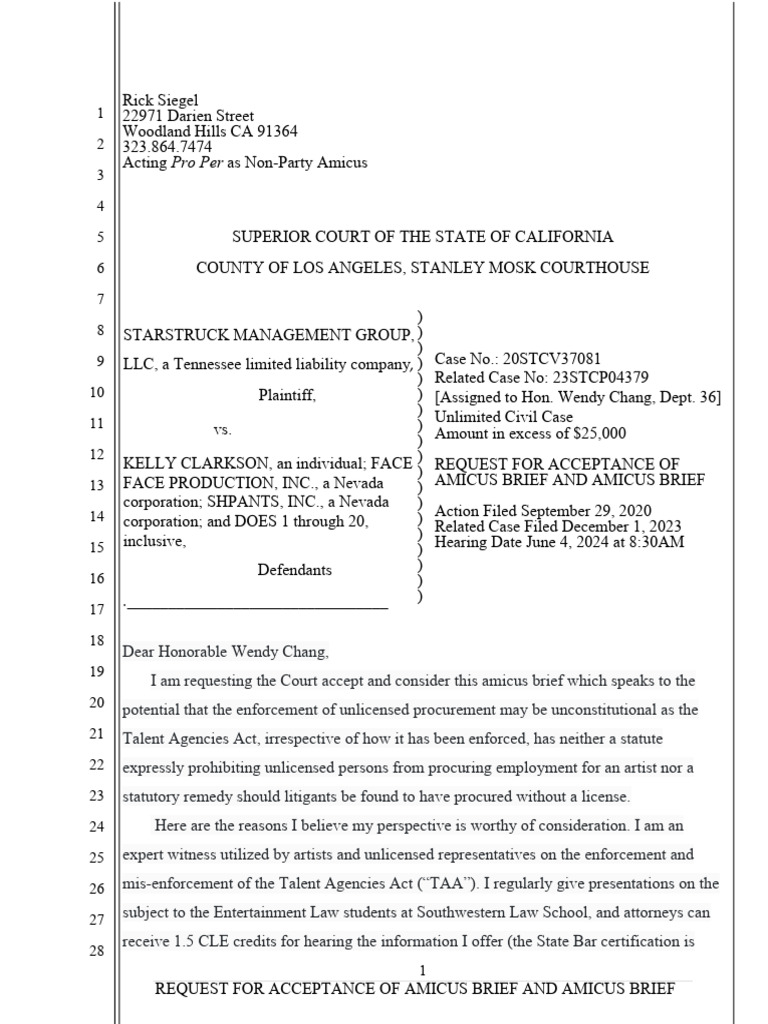 Request For Acceptance Consideration of Amicus Brief | Download Free PDF | Statutory ...