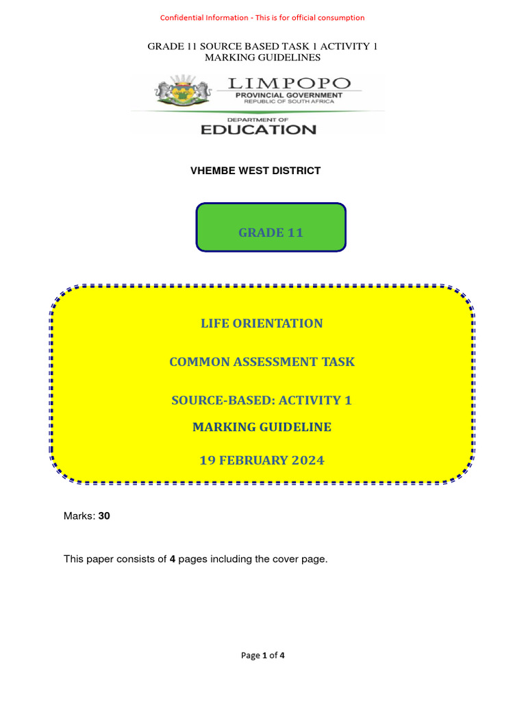 Grade 11 Life Orientation Task Guidelines | PDF | Goal | Goal Setting