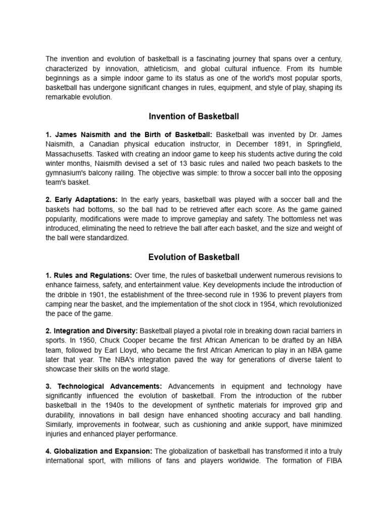 Basketball History | PDF | Sports