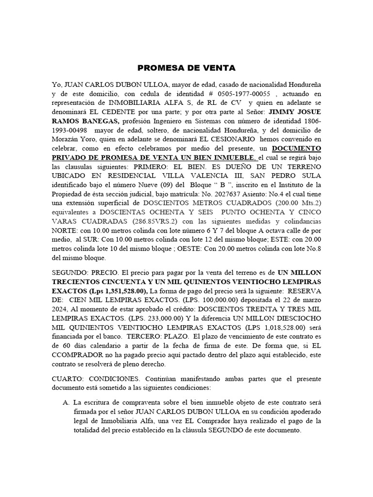 Contrato de Promesa de Venta 240509054 | PDF | Arbitraje