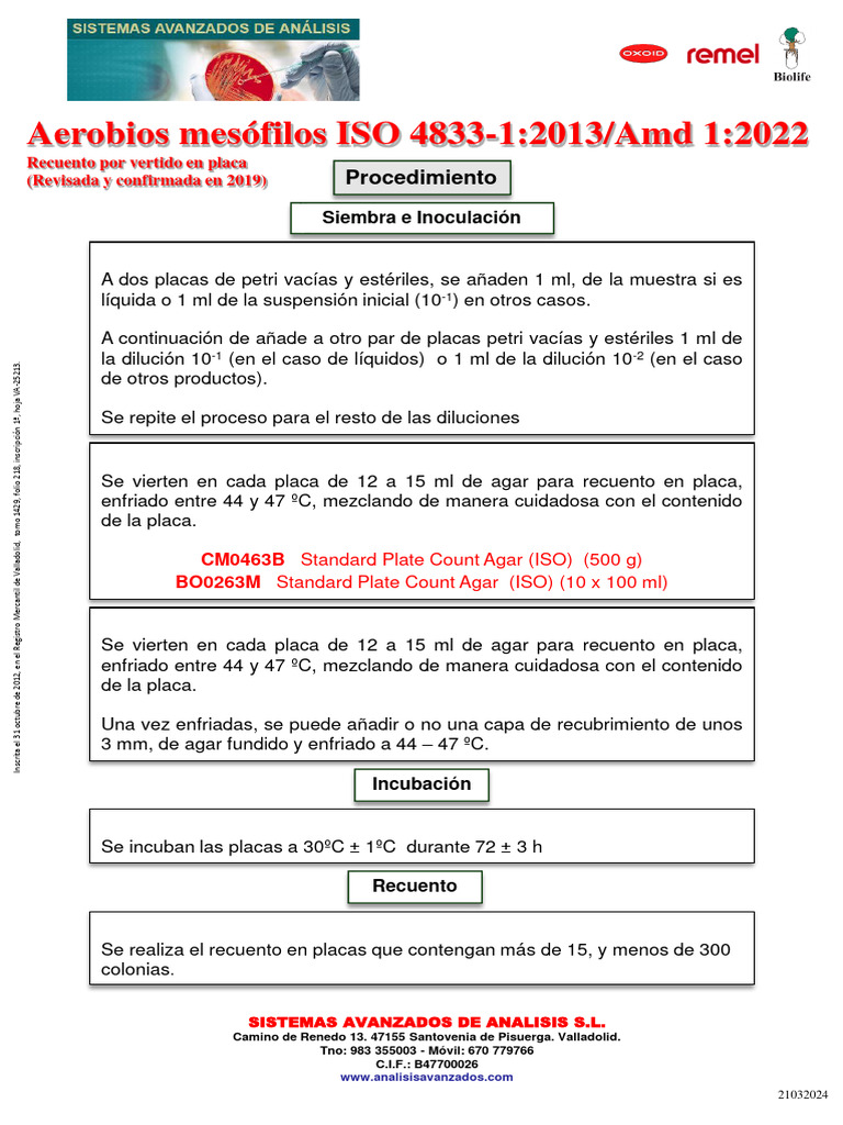 Aerobios Mesofilos ISO 4833-1 - 2013 | PDF