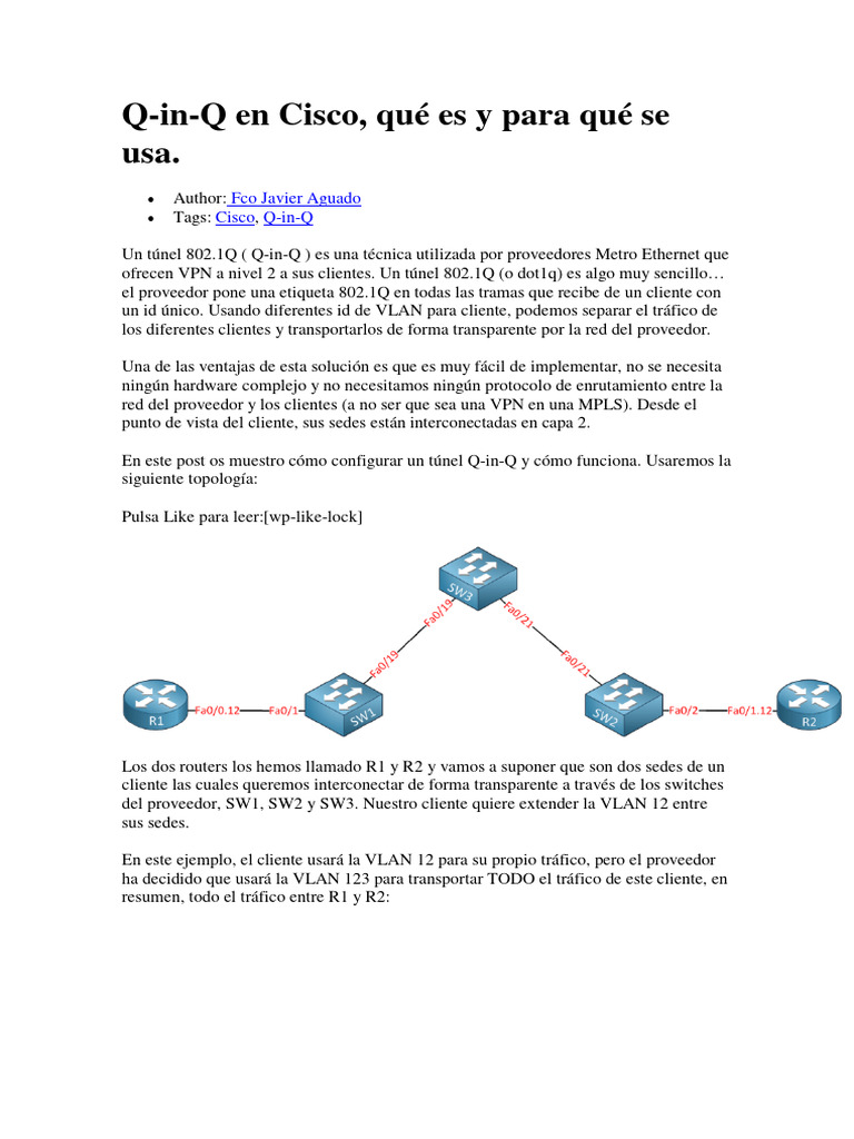 Configuración de Q-in-Q en Cisco | PDF | Protocolos de red | Redes de ...
