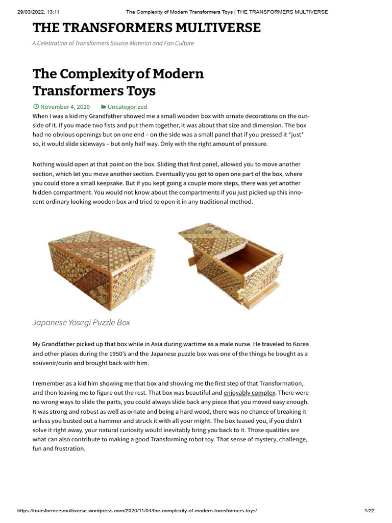 The Complexity of Modern Transformers Toys - THE TRANSFORMERS ...