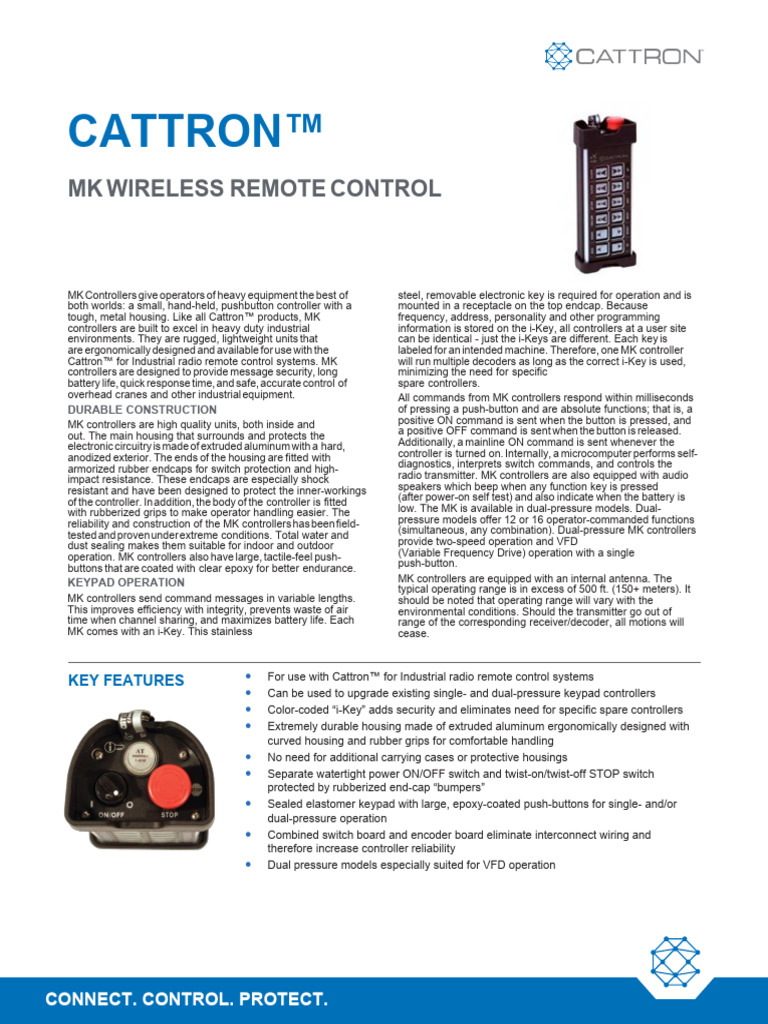 Cattron MK Pushbutton Controller Industrial and Crane Wireless Remote ...