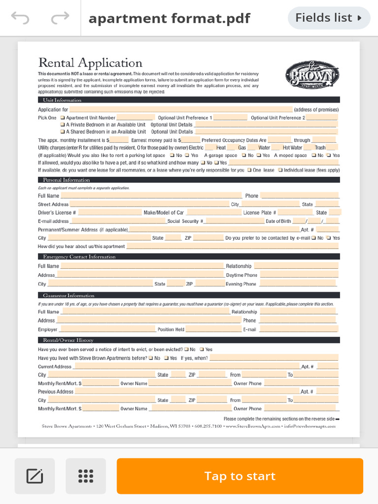 PDFfiller - Apartment Format PDF | PDF