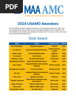 2024 USAJMO Awardees | PDF | Educational Institutions | Schools