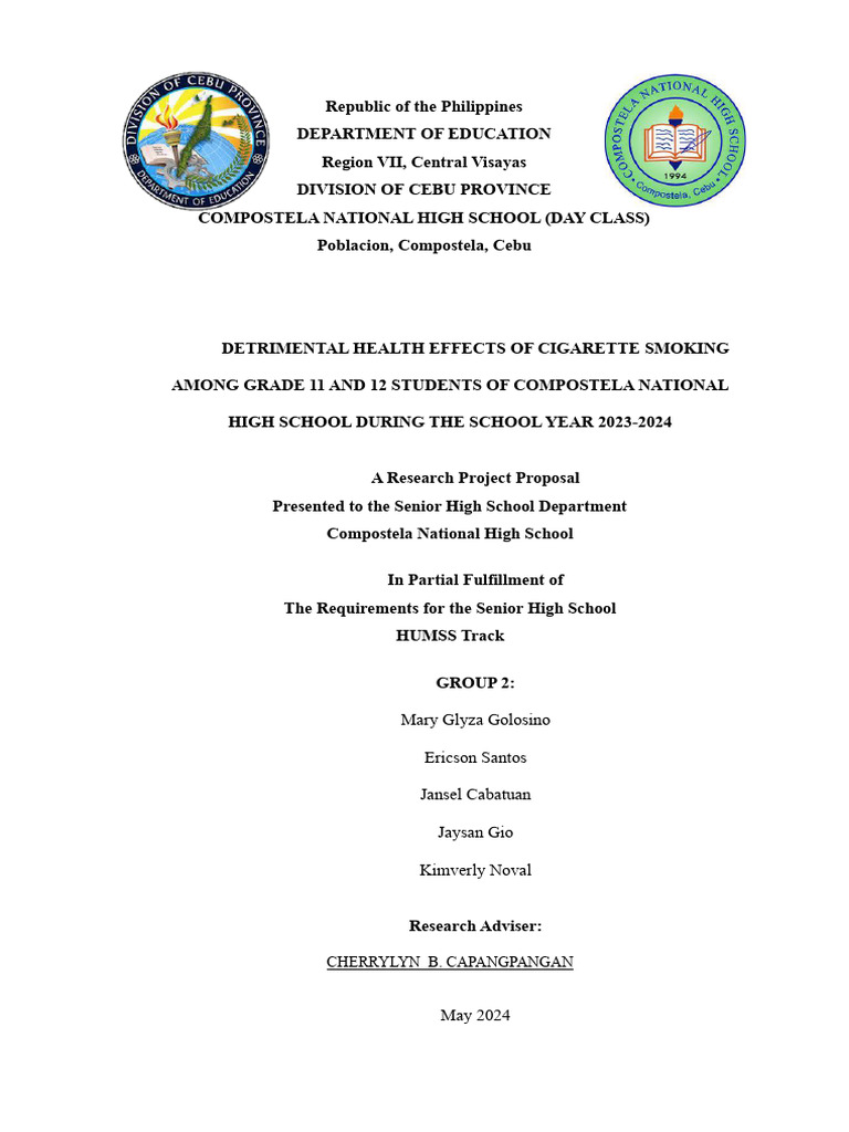 Detrimental Health Effects of Cigarette Smoking Quantitative Research 1 ...