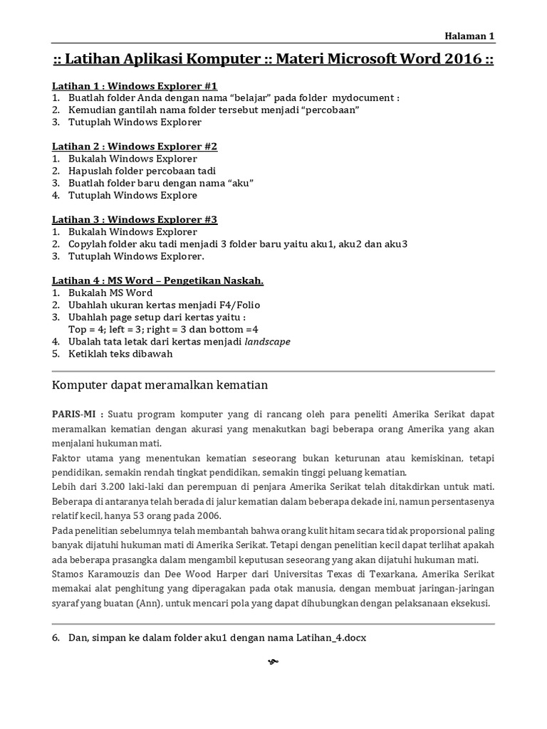 Modul Latihan Ms Word 2016 | PDF | Ilmu Sosial | Pengembangan Diri