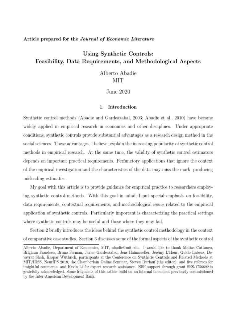 Synthetic Control Methods in Economics | PDF | Bias Of An Estimator ...